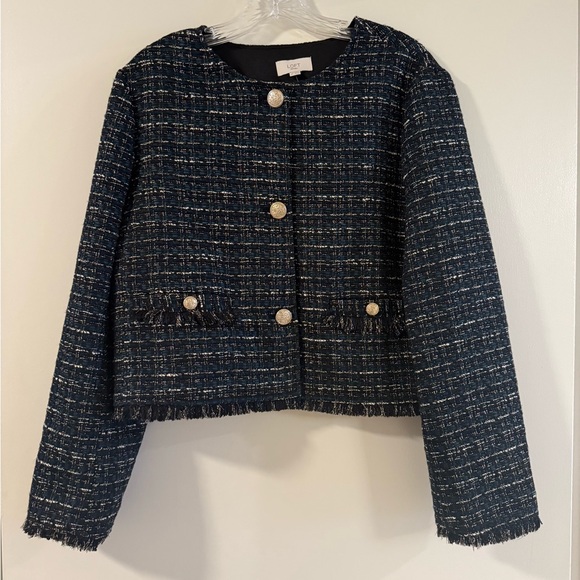 LOFT | Jackets & Coats | Loft Navy Tweed Blazer With Gold Buttons ...